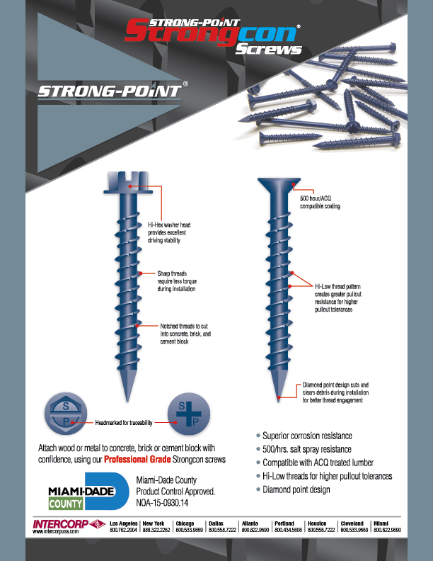 LINE CARDS/BROCHURES | Intercorp | Strong-Point | Fasteners | Screws