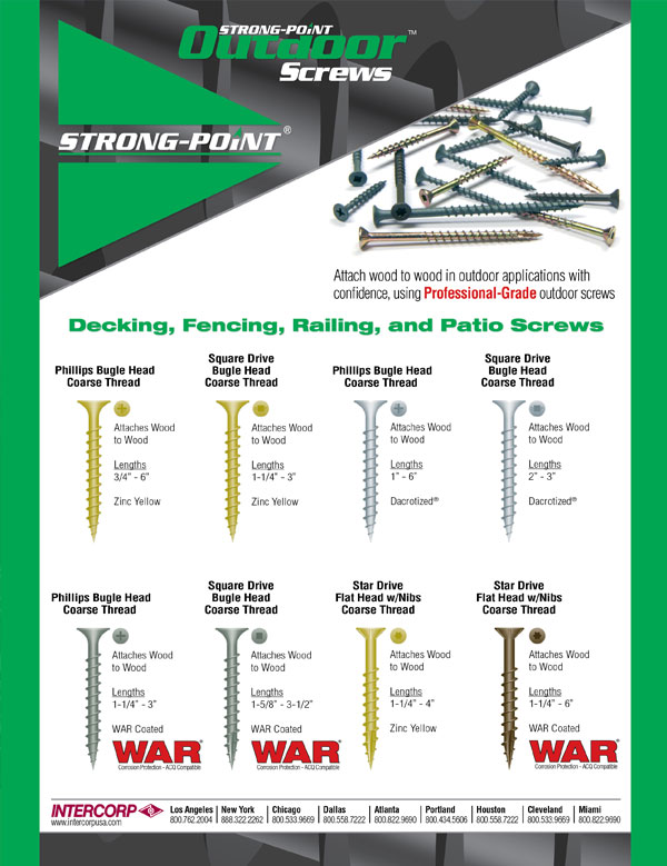 LINE CARDS/BROCHURES – Intercorp | Strong-Point | Fasteners | Screws