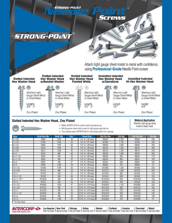 LINE CARDS/BROCHURES – Intercorp | Strong-Point | Fasteners | Screws