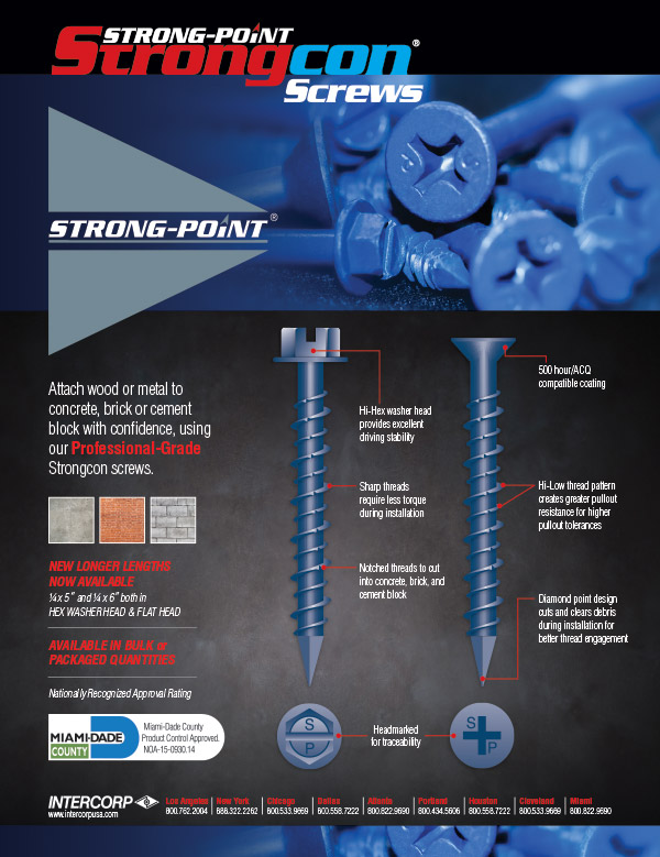 LINE CARDS/BROCHURES – Intercorp | Strong-Point | Fasteners | Screws